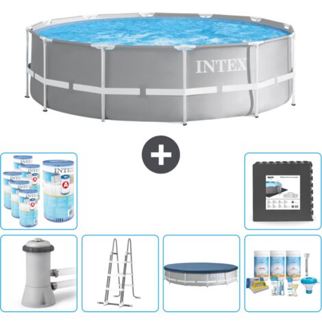 Intex Round Prism Frame Swimming Pool – 366 x 99 cm – Grau – Inklusive ...