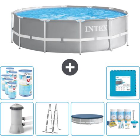 Intex Round Prism Frame Swimming Pool – 366 x 99 cm – Grau – Inklusive ...