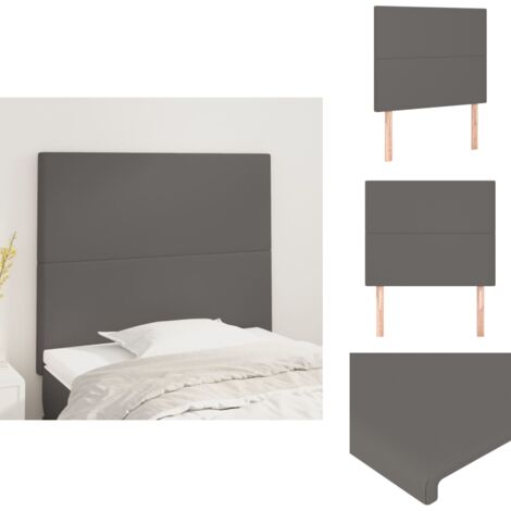 Kopfteile 2 Stk. Grau 90x5x78/88 cm Kunstleder - Bettkopfteile ...