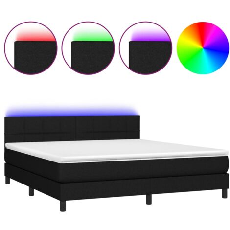 Boxspringbett mit Matratze & LED Schwarz 160x200 cm Stoff ...
