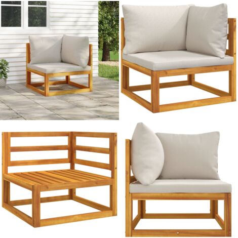 Modular-Ecksofa mit Hellgrauen Kissen Massivholz Akazie - Gartensofa ...