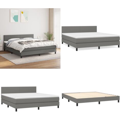 Boxspringbett mit Matratze Dunkelgrau 160x200 cm Stoff - Boxspringbett ...