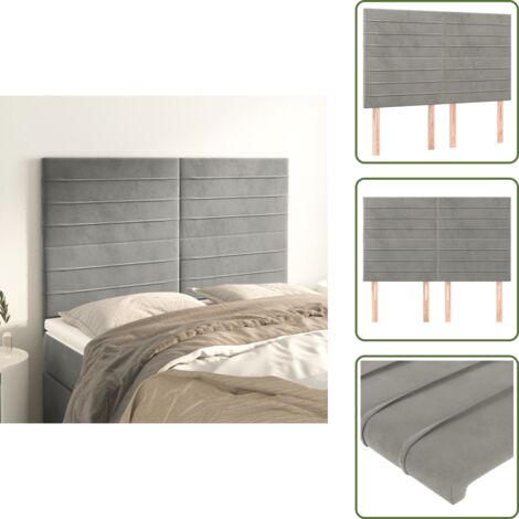 Kopfteile 4 Stk. Hellgrau 72x5x78/88 cm Samt - Bettkopfteile - Samtbett ...