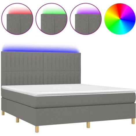 Boxspringbett mit Matratze & LED Dunkelgrau 180x200 cm Stoff ...