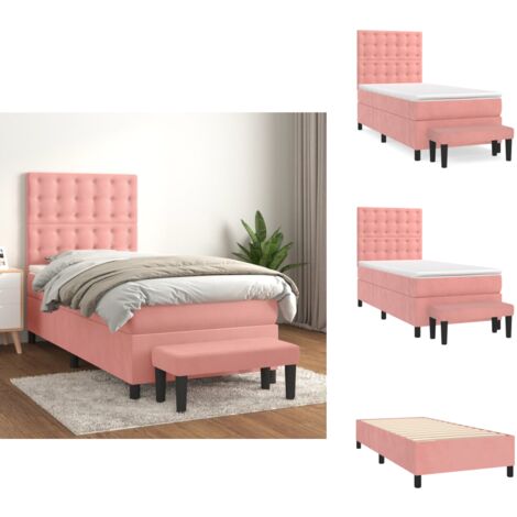 Boxspringbett mit Matratze Rosa 100x200 cm Samt - Samtbett ...