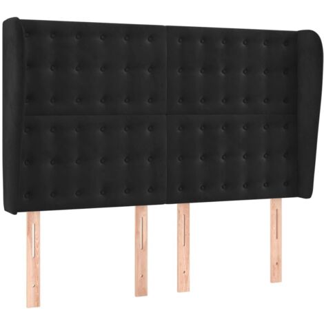 Kopfteil mit Ohren Schwarz 147x23x118/128 cm Samt - Samt Kopfteil ...