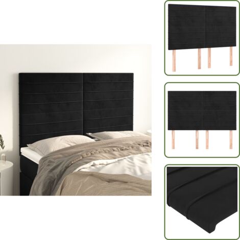 Kopfteile 4 Stk. Schwarz 72x5x78/88 cm Samt - Bettkopfteile - Kopfteile ...