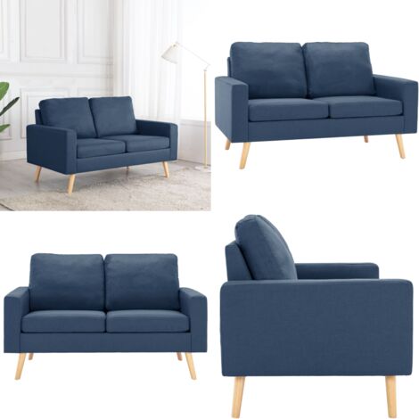 2-Sitzer-Sofa Blau Stoff - 2-Sitzer Sofa - Couch Blau - Wohnzimmer ...