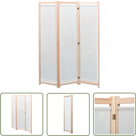 The Living Store 3-teiliger Raumteiler Creme 120 x 170 x 4 cm Stoff ...