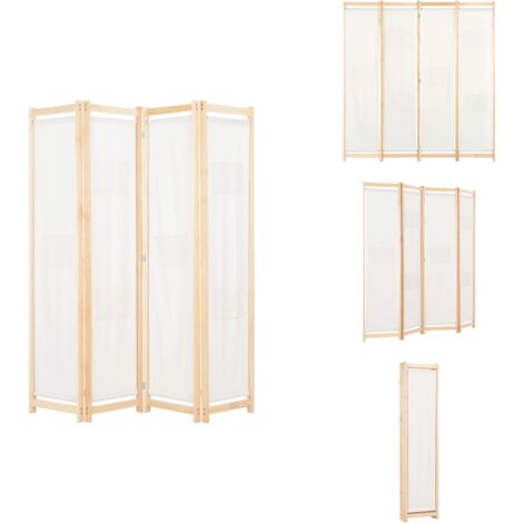 4-teiliger Raumteiler Cremeweiß 160 x 170 x 4 cm Stoff - Raumteiler ...
