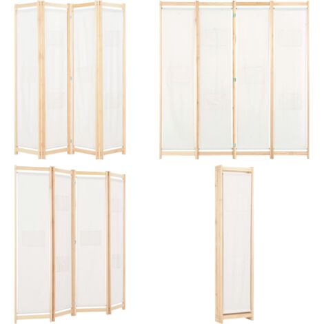 4-teiliger Raumteiler Cremeweiß 160 x 170 x 4 cm Stoff - Raumteiler ...