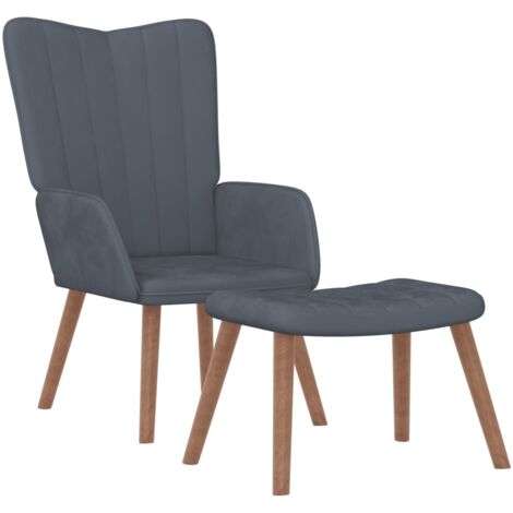 The Living Store Relaxsessel mit Hocker Dunkelgrau Samt - Sessel - Samt ...
