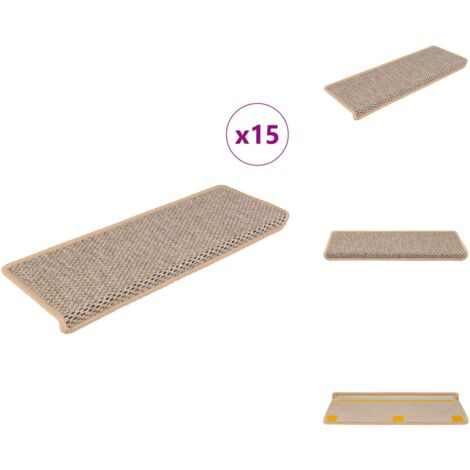 Treppenmatten Selbstklebend Sisal 15 Stk. 65x21x4 cm Hellbeige ...