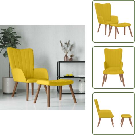 The Living Store Relaxsessel mit Hocker Senfgelb Samt - Sessel - Samt ...