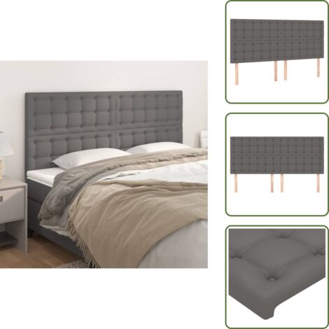 Kopfteile 4 Stk. Grau 100x5x78/88 cm Kunstleder - Bettkopfteile ...