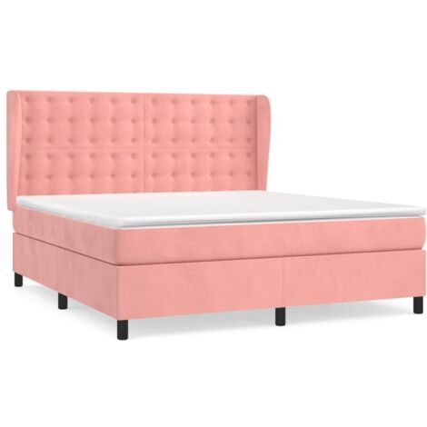 Boxspringbett mit Matratze Rosa 180x200 cm Samt - Samtbett ...