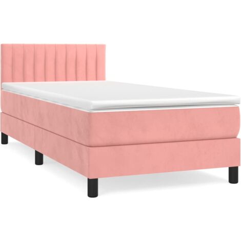 Boxspringbett mit Matratze Rosa 90x190 cm Samt - Boxspringbett ...