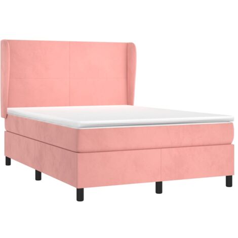 Boxspringbett mit Matratze Rosa 140x190 cm Samt - Samtbett ...