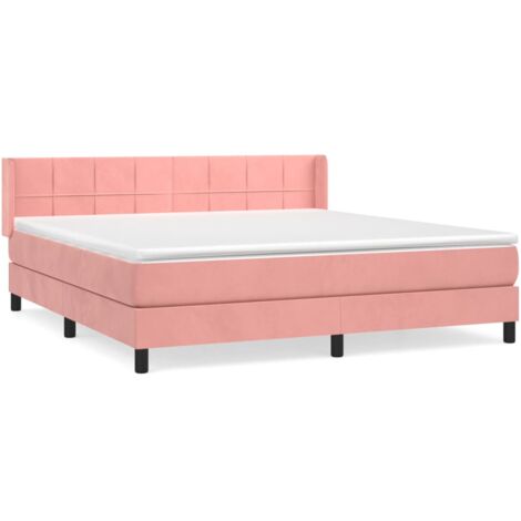 Boxspringbett mit Matratze Rosa 160x200 cm Samt - Boxspringbett ...
