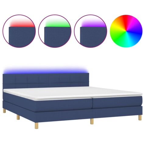 Boxspringbett mit Matratze & LED Blau 200x200 cm Stoff - Boxspringbett ...