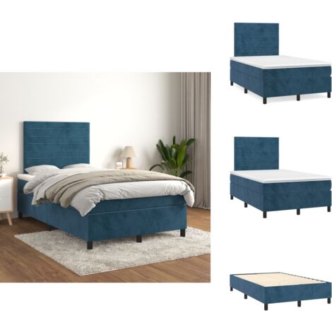 Boxspringbett mit Matratze Dunkelblau 120x200 cm Samt - Samtbett ...