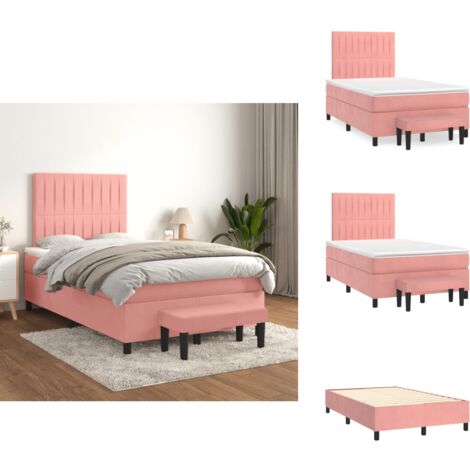 Boxspringbett mit Matratze Rosa 120x200 cm Samt - Samtbett ...