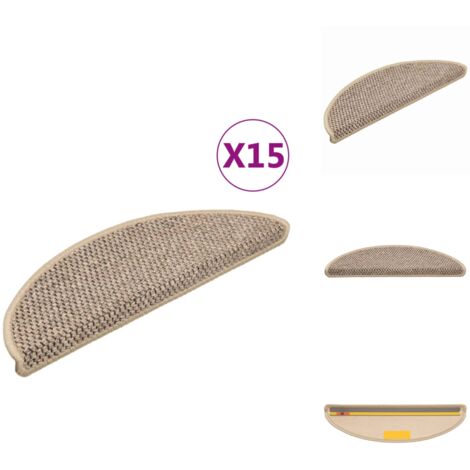 Treppenmatten Selbstklebend Sisal 15 Stk. 56x17x3cm Dunkelbeige ...