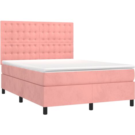 The Living Store Boxspringbett mit Matratze Rosa 140x190 cm Samt ...