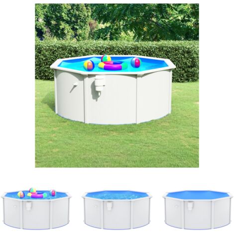 The Living Store Pool mit Stahlwand 300x120 cm Weiß - Pools