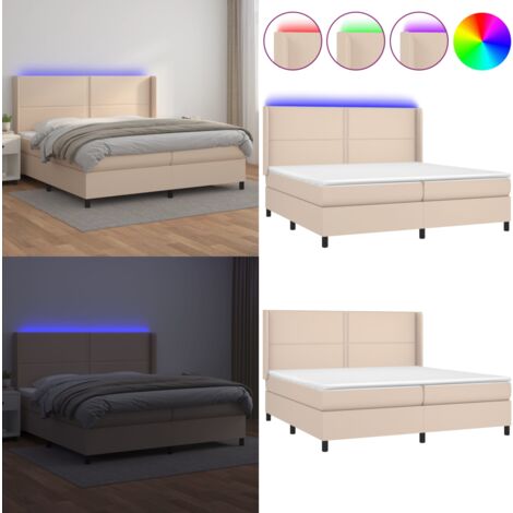 Boxspringbett mit Matratze & LED Cappuccino-Braun 200x200cm ...