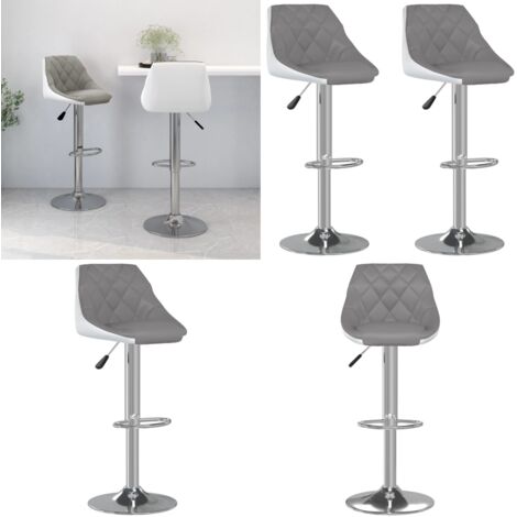 Barhocker 2 Stk. Grau und Weiß Kunstleder - Barhocker - Tresenhocker ...