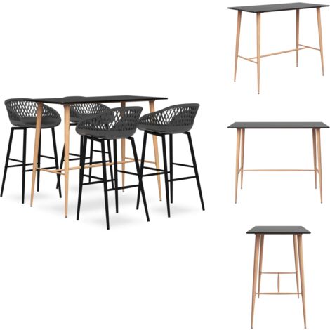 5-tlg. Bar-Set Schwarz und Grau - Moderner Bartisch - Barhocker Set ...