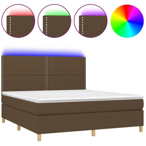 Boxspringbett mit Matratze & LED Dunkelbraun 160x200 cm Stoff ...
