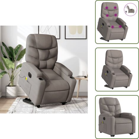 The Living Store Elektrischer Massagesessel mit Aufstehhilfe Taupe ...