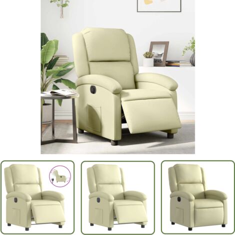 The Living Store Relaxsessel Elektrisch Creme Echtleder - Fernsehsessel ...