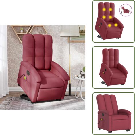 The Living Store Elektrischer Massagesessel mit Aufstehhilfe Weinrot ...