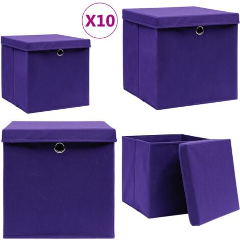 Aufbewahrungsboxen mit Deckeln 10 Stk. 28x28x28 cm Lila ...