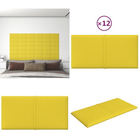 Wandpaneele 12 Stk. Hellgelb 30x15 cm Stoff 0,54 m² - Wandpaneel ...