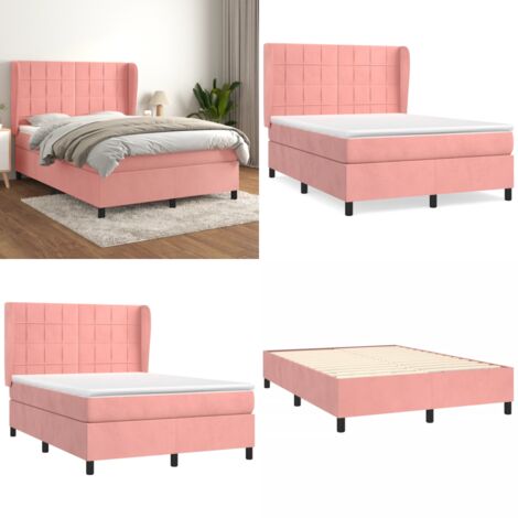 Boxspringbett mit Matratze Rosa 140x190 cm Samt - Samtbett ...