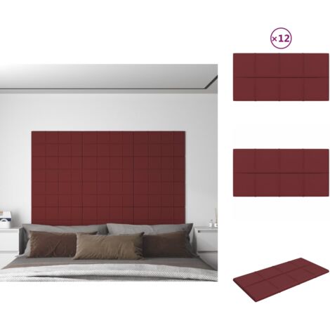 Wandverkleidung - Living Wandpaneele 12 Stk. Weinrot 60x30 cm Stoff 2,16 m²