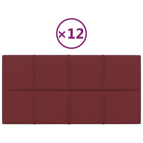 Wandverkleidung - Living Wandpaneele 12 Stk. Weinrot 60x30 cm Stoff 2,16 m²