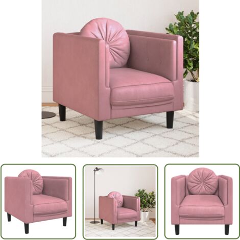 The Living Store Sessel mit Kissen Rosa Samt - Sessel - Rosa Sessel ...