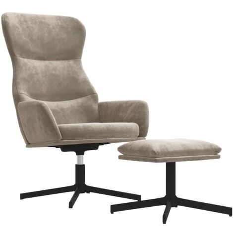 Relaxsessel mit Hocker Hellgrau Samt - Samtsessel - Sessel Grau ...