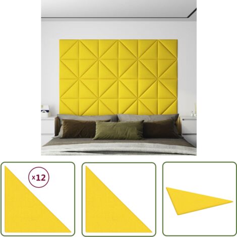 The Living Store Wandpaneele 12 Stk. Hellgelb 30x30 cm Stoff 0,54 m² ...