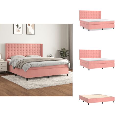 Boxspringbett mit Matratze Rosa 180x200 cm Samt - Samtbett ...