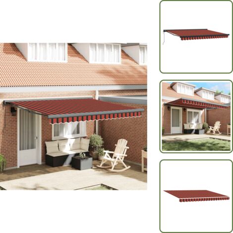 Markise Einziehbar Orange und Braun 4x3 m Stoff & Aluminium ...