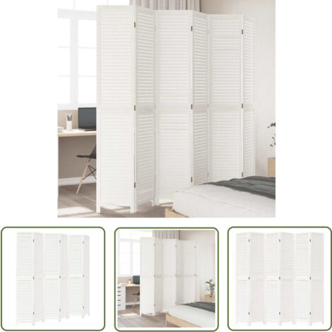 The Living Store 6-tlg. Raumteiler Weiß Massivholz Paulownia ...