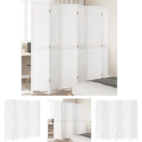 The Living Store 6-tlg. Raumteiler Weiß Massivholz Paulownia - Raumteiler