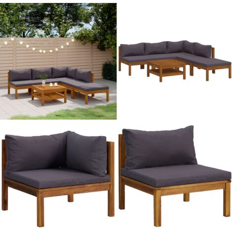 6-tlg. Garten-Lounge-Set mit Auflage Massivholz Akazie - Garten-Lounge ...