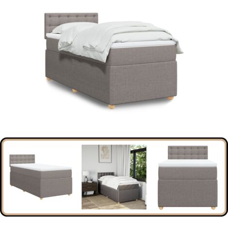 vidaXL Boxspringbett mit Matratze Taupe 80x200 cm Stoff